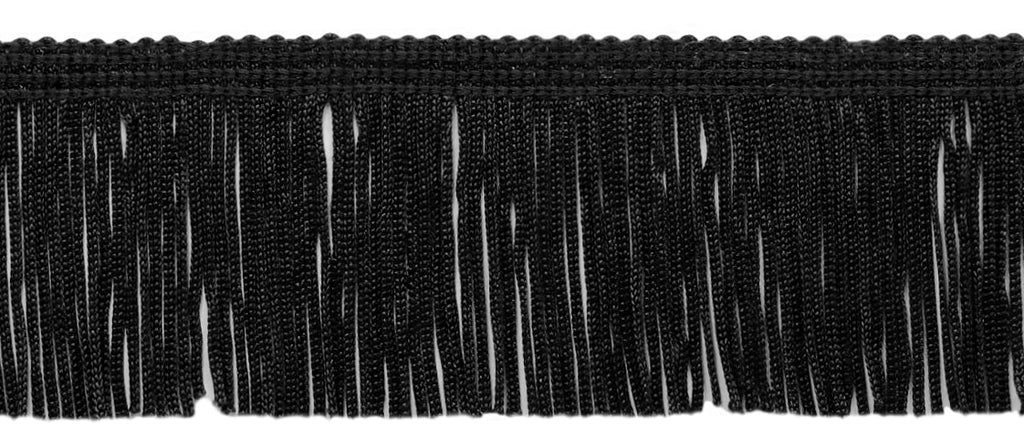 2" (5cm) long Solid Chainette Fringe Trim (Style# CF02), Pure Black #K9 ...