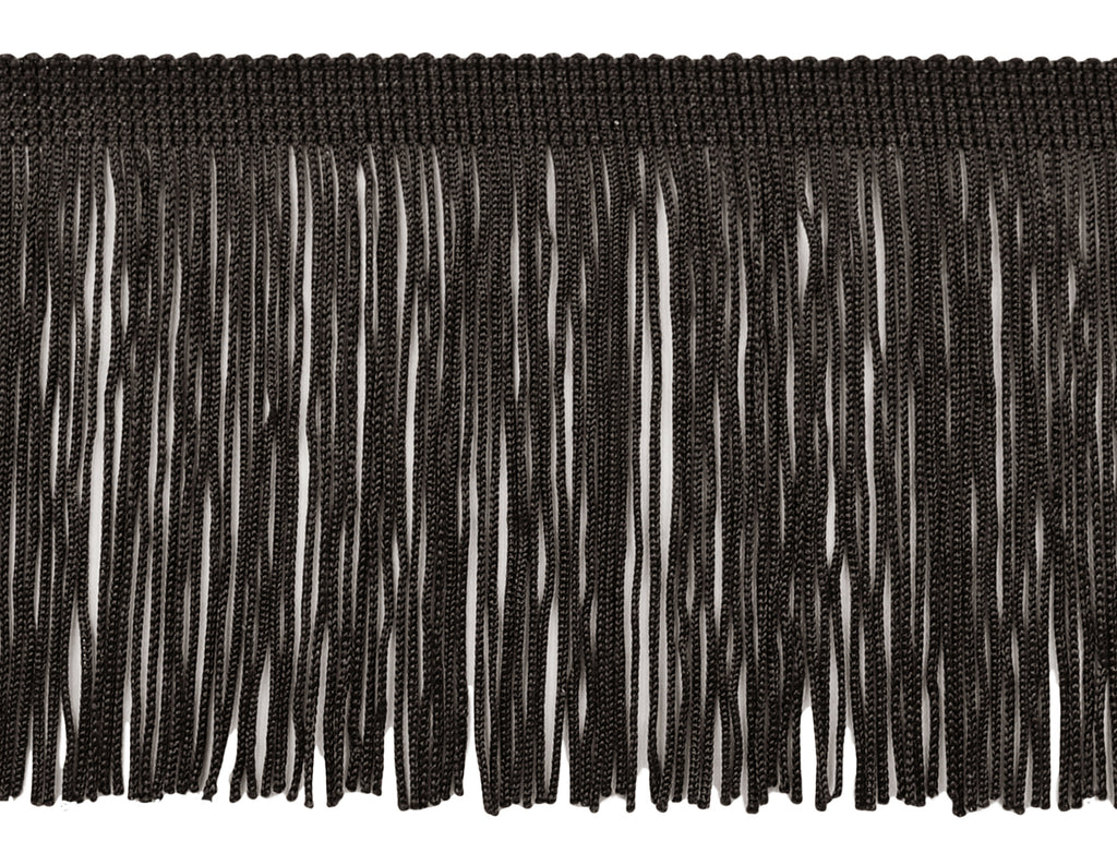 4" (10cm) long Solid Chainette Fringe Trim (Style# CF04), Pure Black # ...