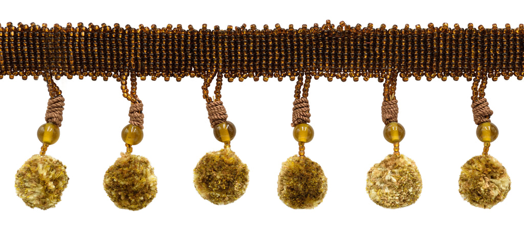3" long (7.5cm) Marrakesh Collection Glass Beaded Header with Pompom ...