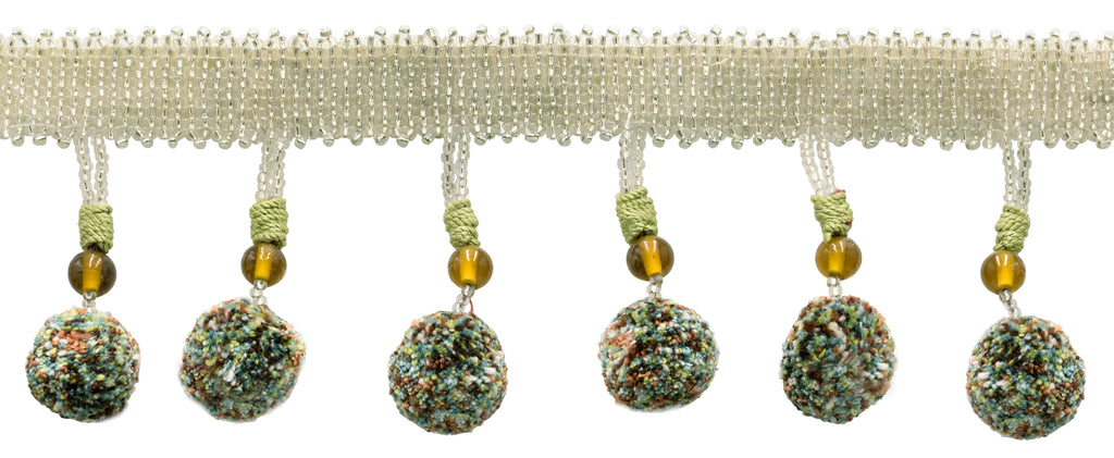 3" long (7.5cm) Marrakesh Collection Glass Beaded Header with Pompom ...