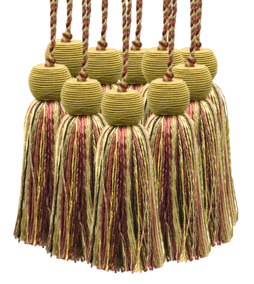 Set of 10 Decorative 4 inch Tassel / Cherry Red, Camel Beige, Clay / V ...