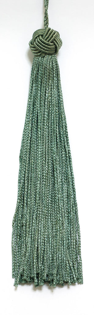 Set of 10 Dark Sea Green Woven Head Chainette Tassel, 5.5 Inch Long wi ...